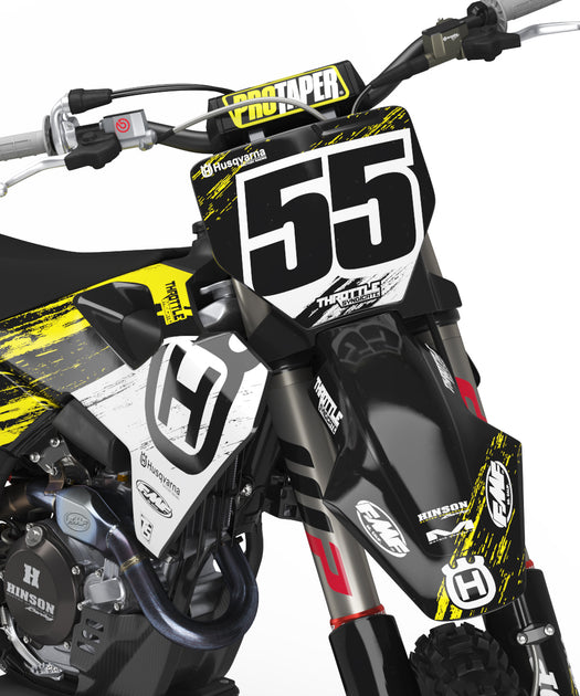 HUSQVARNA GRUNGE GRAPHIC KIT - BLACK/WHITE/YELLOW – Throttle Syndicate