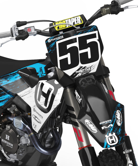 HUSQVARNA GRUNGE GRAPHIC KIT - BLACK/WHITE/BLUE – Throttle Syndicate